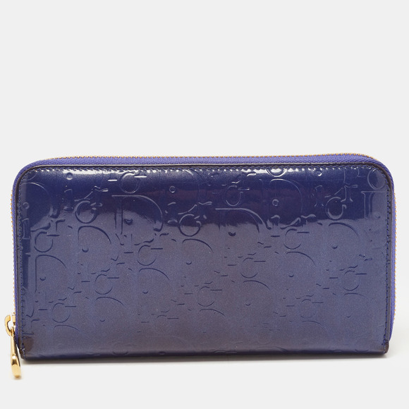 Dior | Bags | Dior Purple Patent Leather Ultimate Zip Around Wallet ...